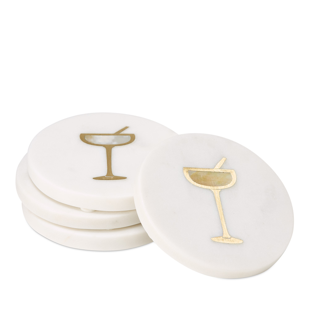 Cocktail White & Gold Marble Coasters Pack of 4 | Adairs