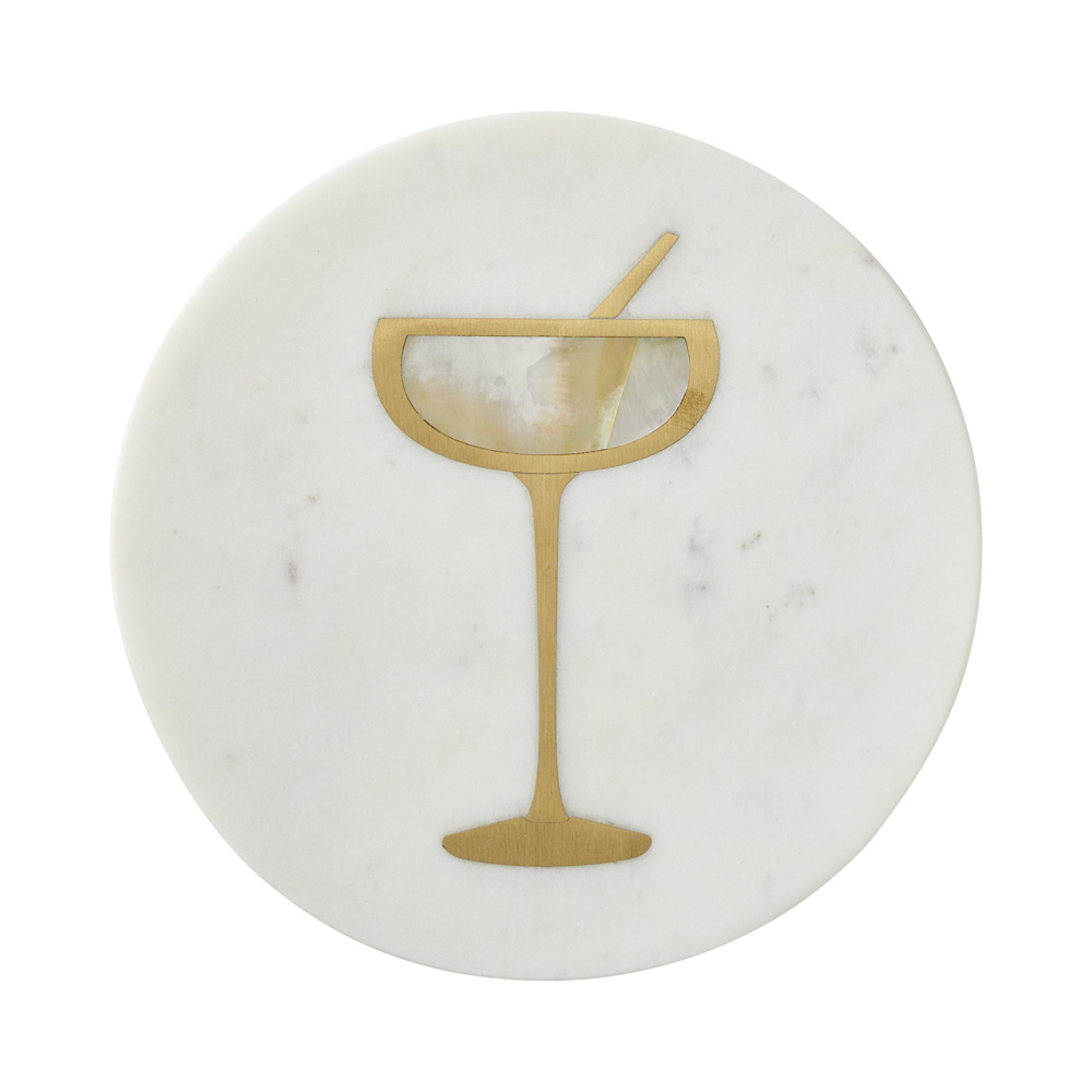 Cocktail White & Gold Marble Trivet | Adairs