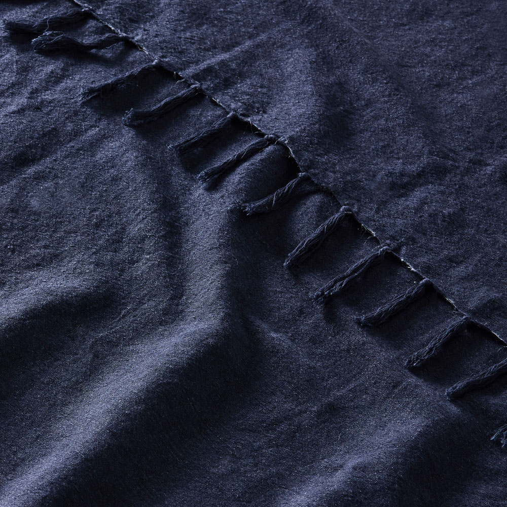 Iris Navy Linen Cotton Throw | Adairs