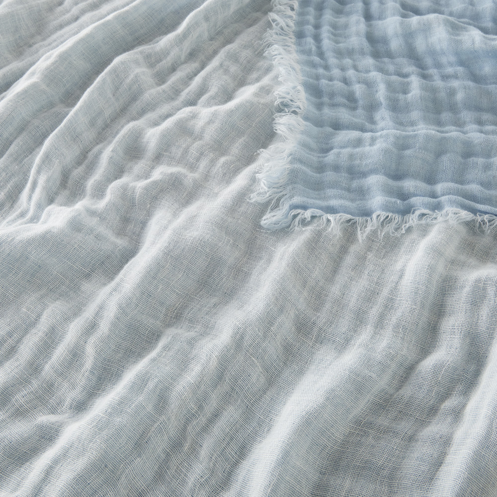 Suri Sky Blue Linen Throw | Adairs