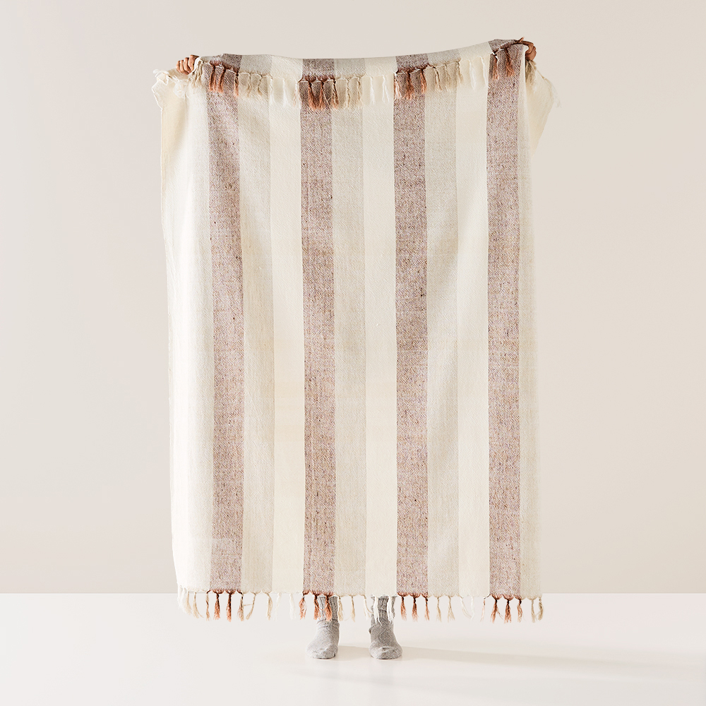 Cabo Natural & Chestnut Stripe Throw | Adairs