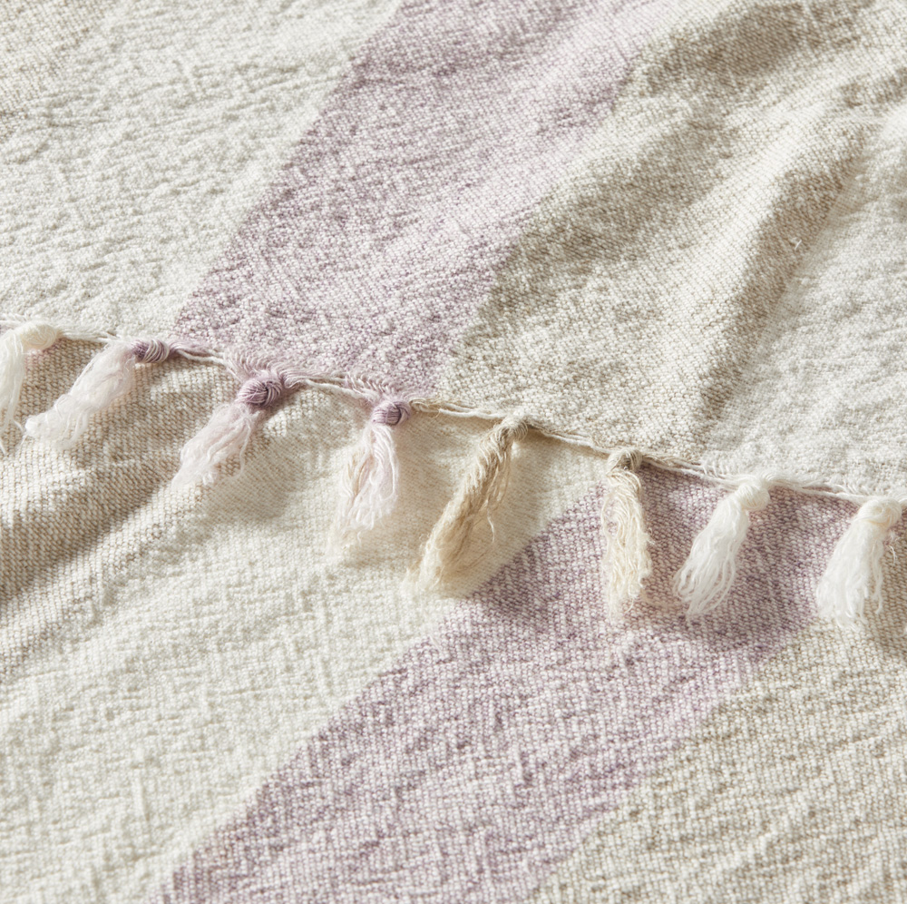 Cabo Natural & Lilac Stripe Throw | Adairs
