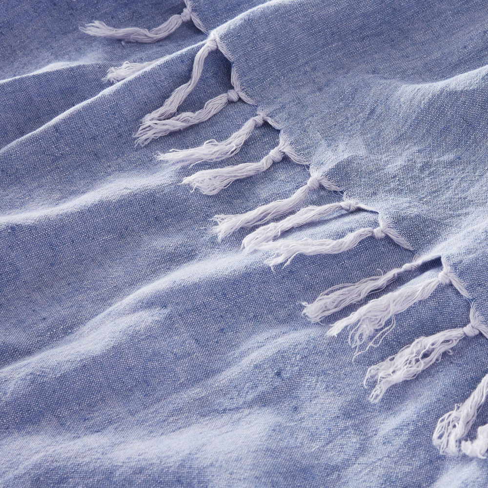 Malmo Arctic Blue Linen Throw | Adairs