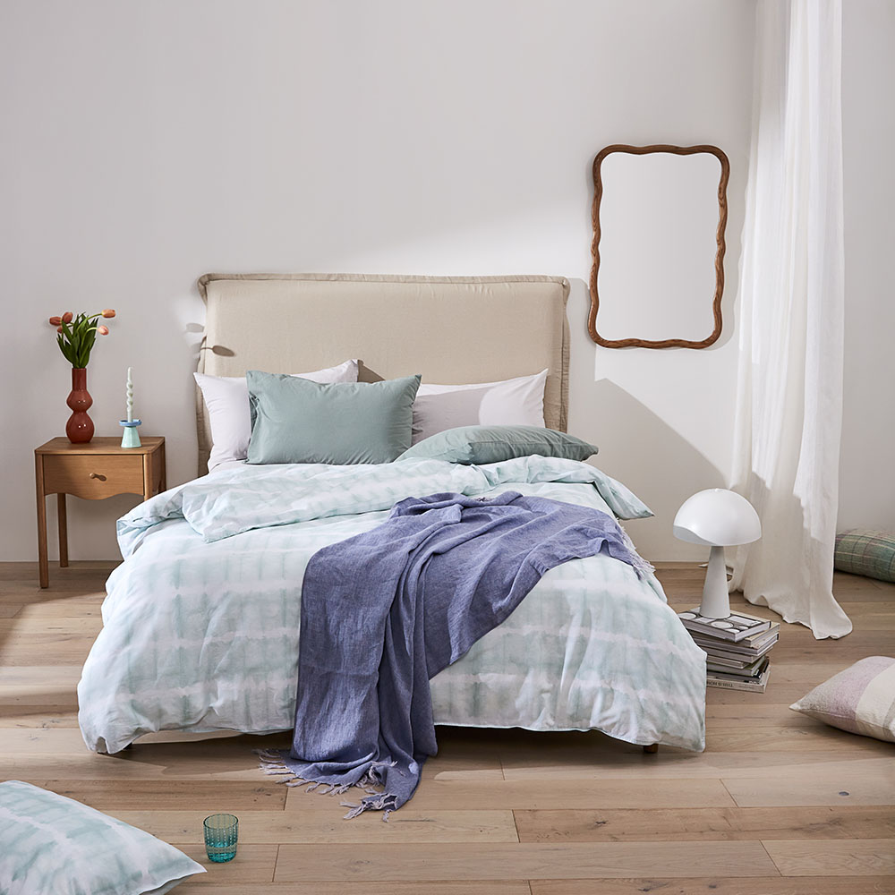 Malmo Arctic Blue Linen Throw | Adairs