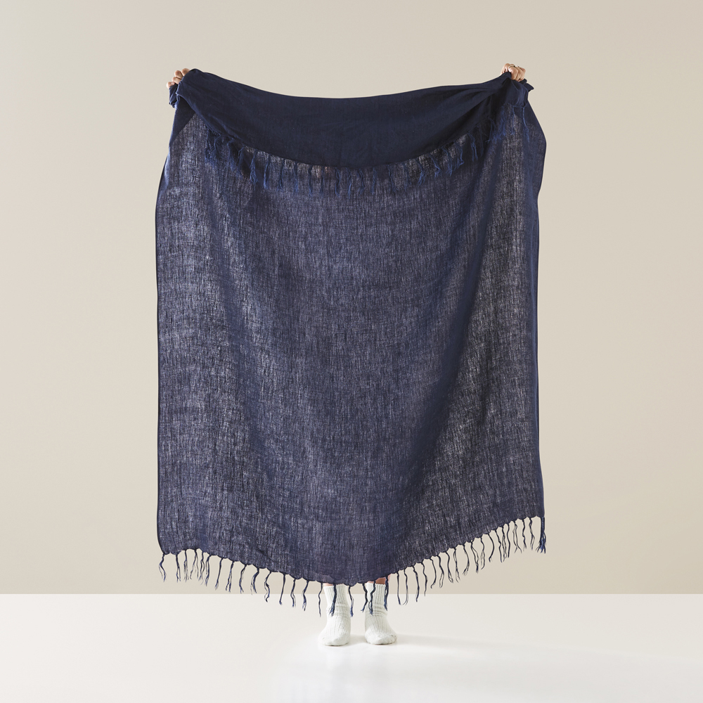 Malmo Denim Linen Throw | Adairs
