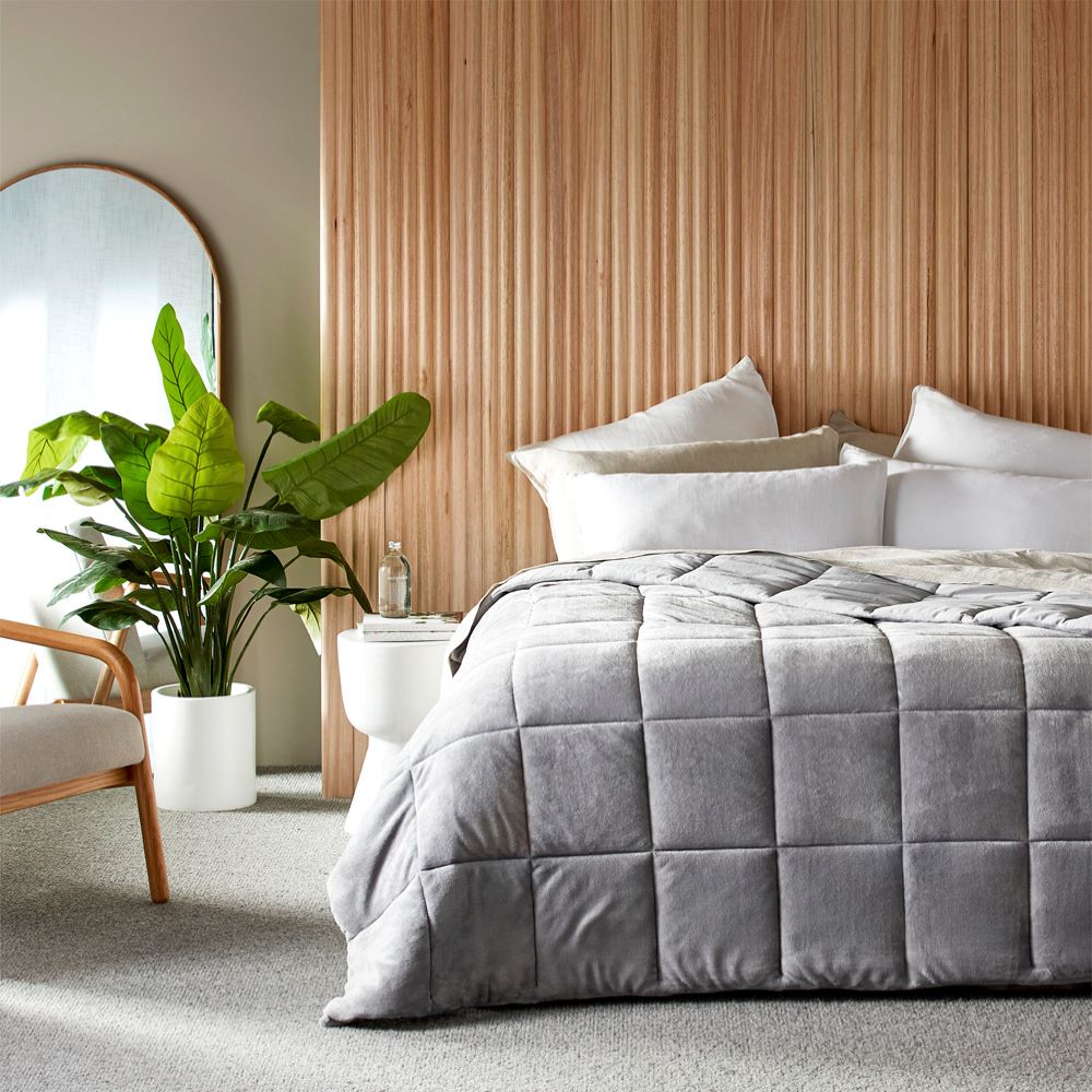 Plush Silver Quilted Blanket | Adairs