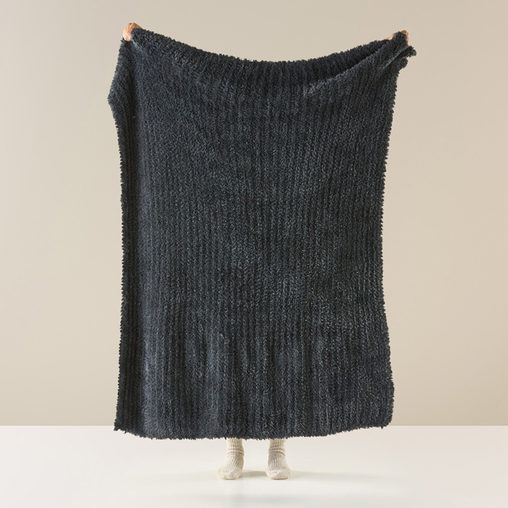 Munich Blue Stone Feather Yarn Throw | Adairs