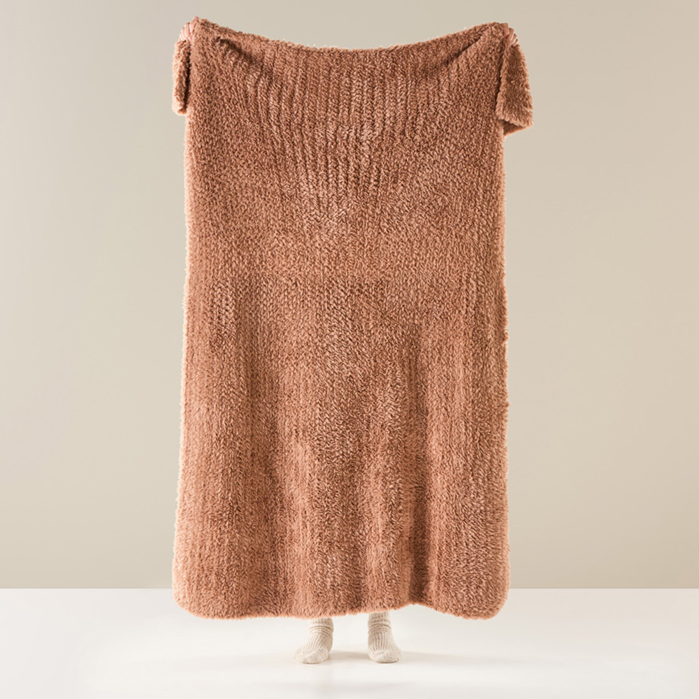 Munich Pink Champagne Feather Yarn Throw | Adairs