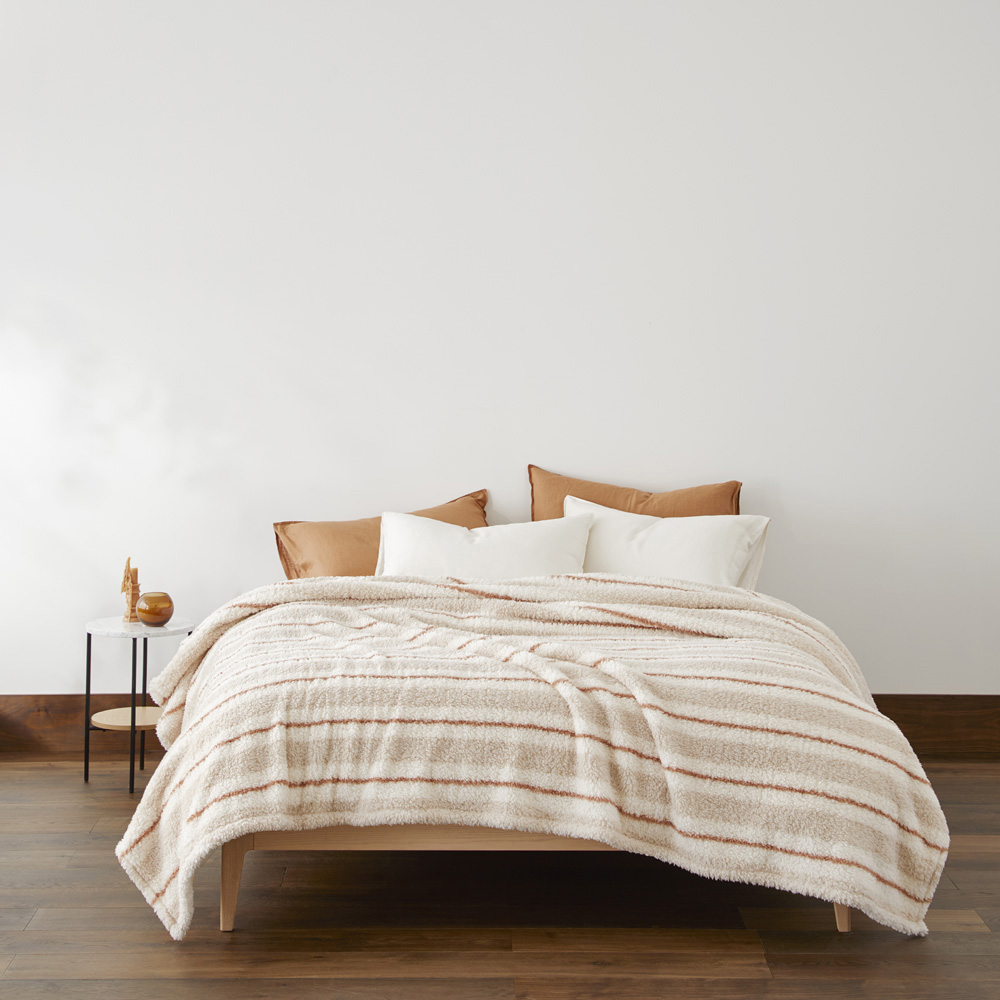 Cloud Natural Stripe Blanket | Adairs