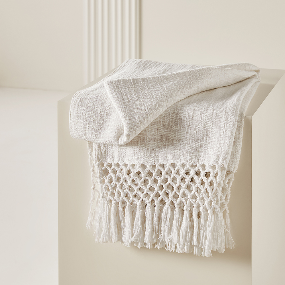 Macrame White Knot Throw | Adairs