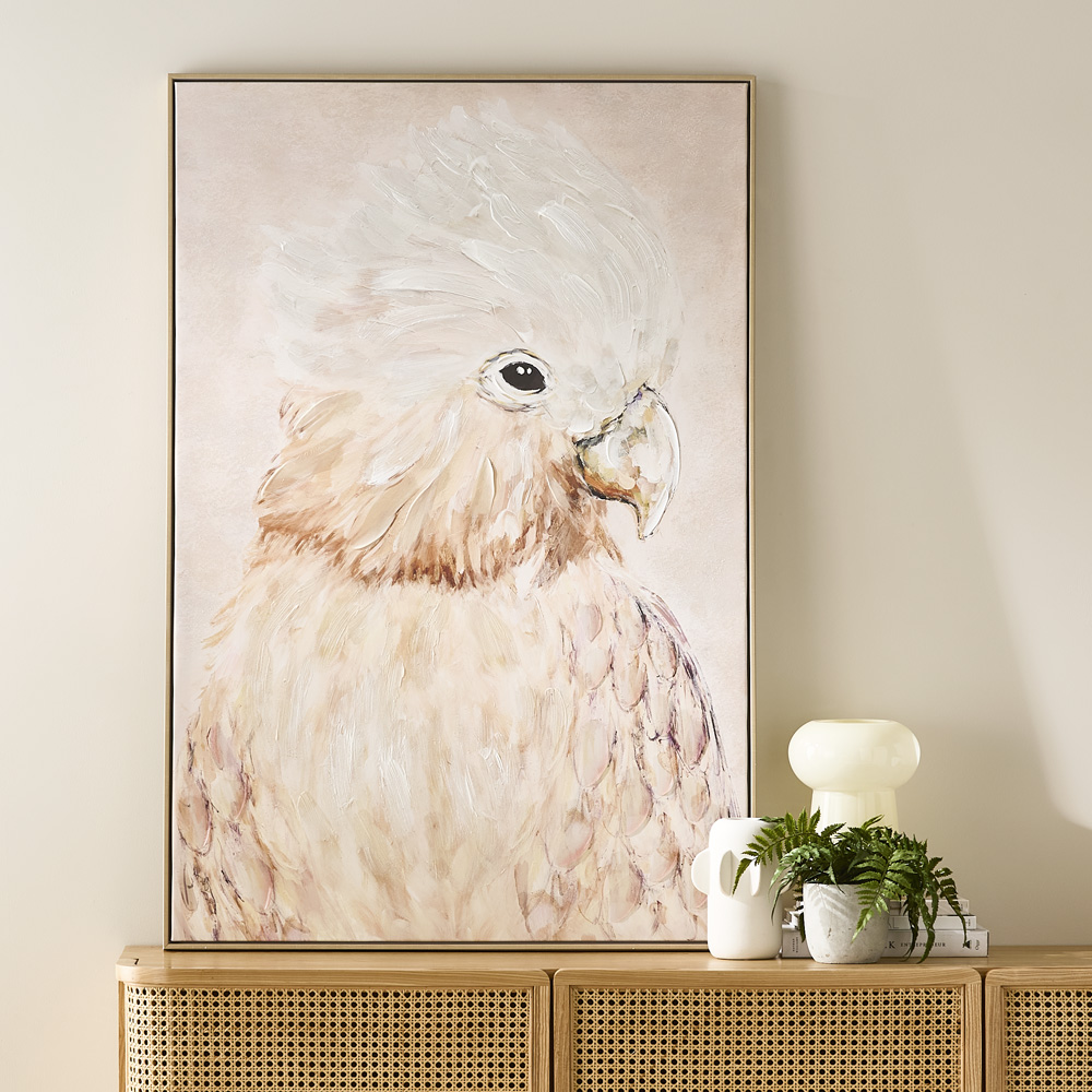 Aves Pink Parrot Canvas | Adairs