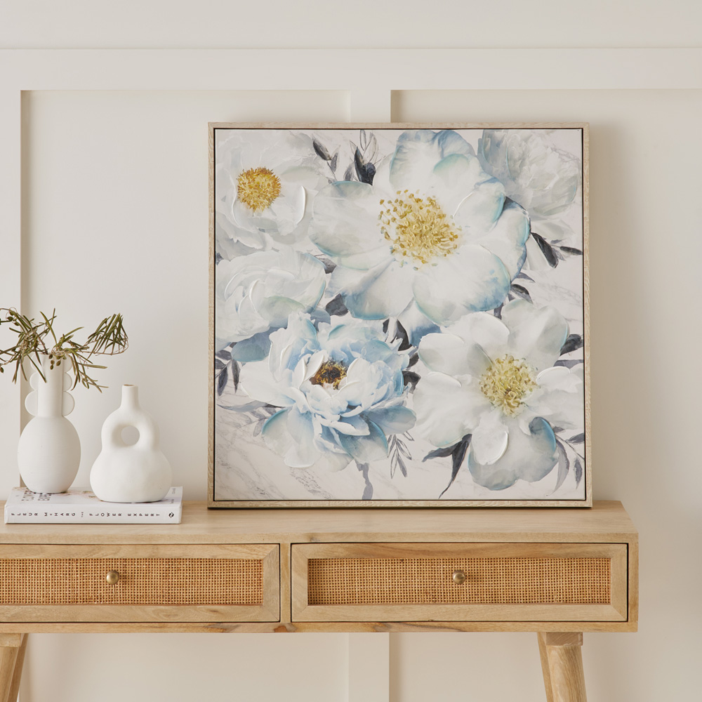 Floribunda Ice Blue Camelia Canvas | Wall Art, Mirrors, & Clocks | Adairs