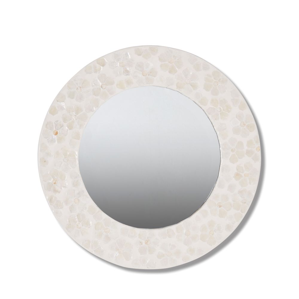 Capiz Ivory Small Daisy Round Mirror | Adairs