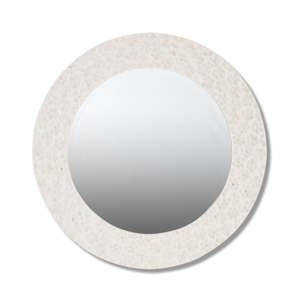 Capiz Ivory Large Daisy Round Mirror | Adairs