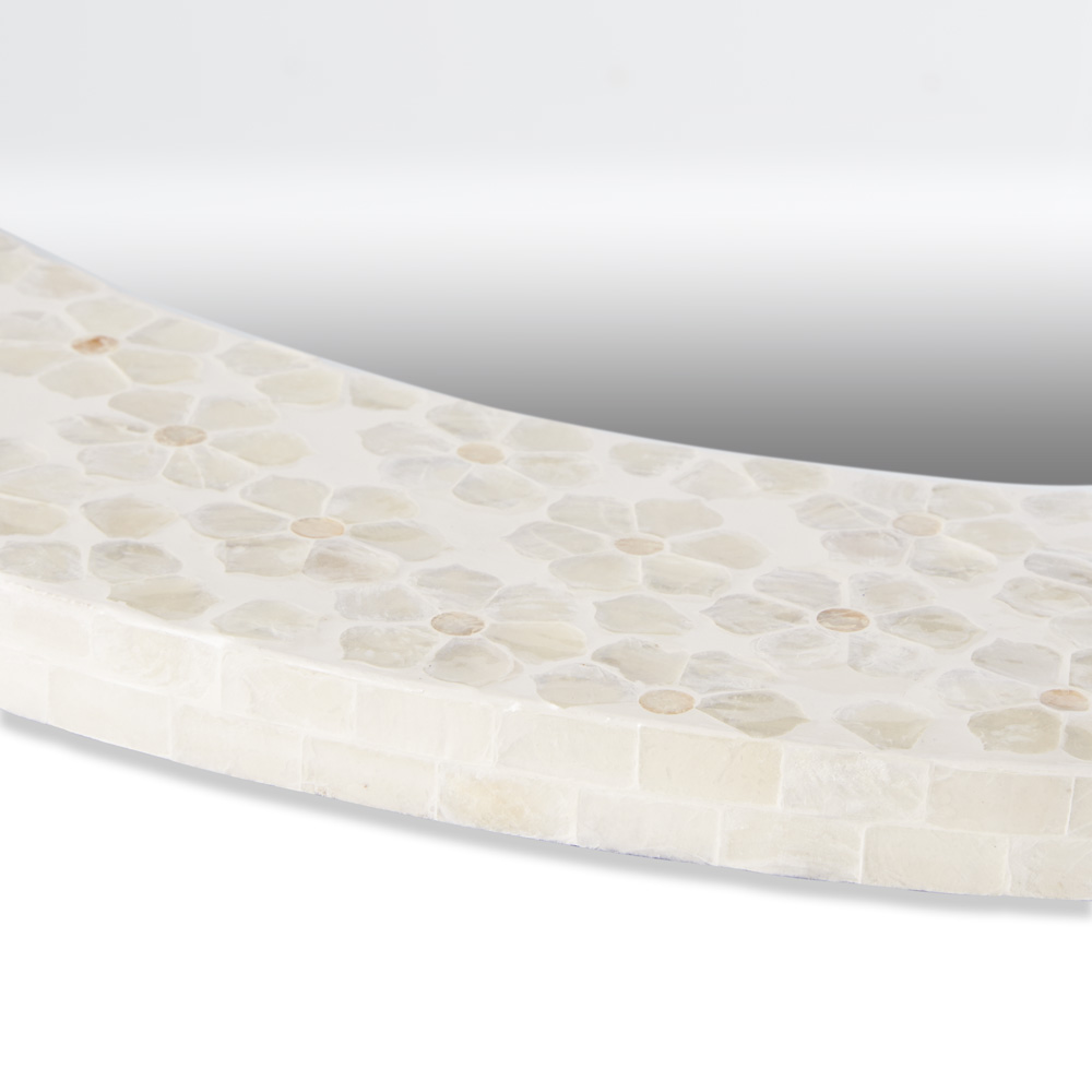 Capiz Ivory Large Daisy Round Mirror | Adairs