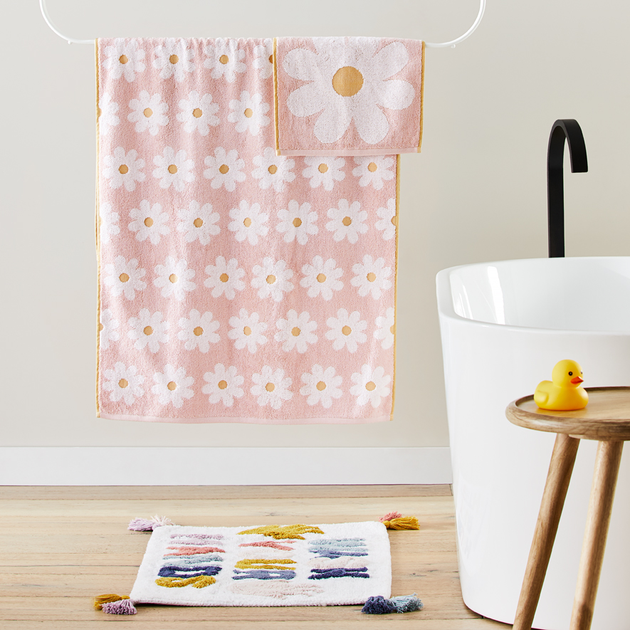 Adairs Kids - Daisy Floral Pink Face Washers Pack of 2 | Adairs