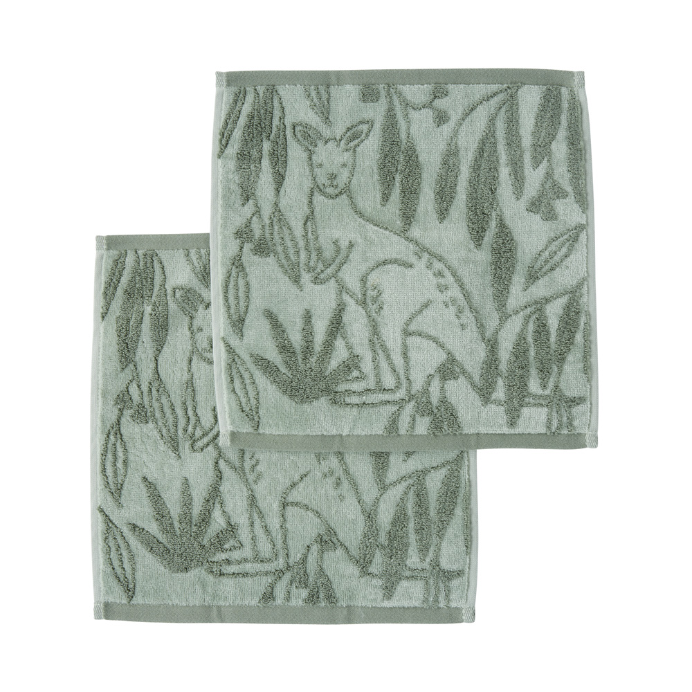 Adairs Kids - Aussie Animals Eucalyptus Face Washers Pack of 2 | Adairs