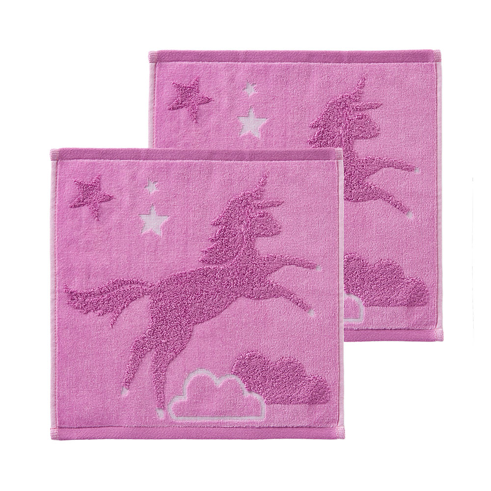 Adairs Kids - Unicorn Dreams Lilac Face Washers Pack of 2 | Adairs
