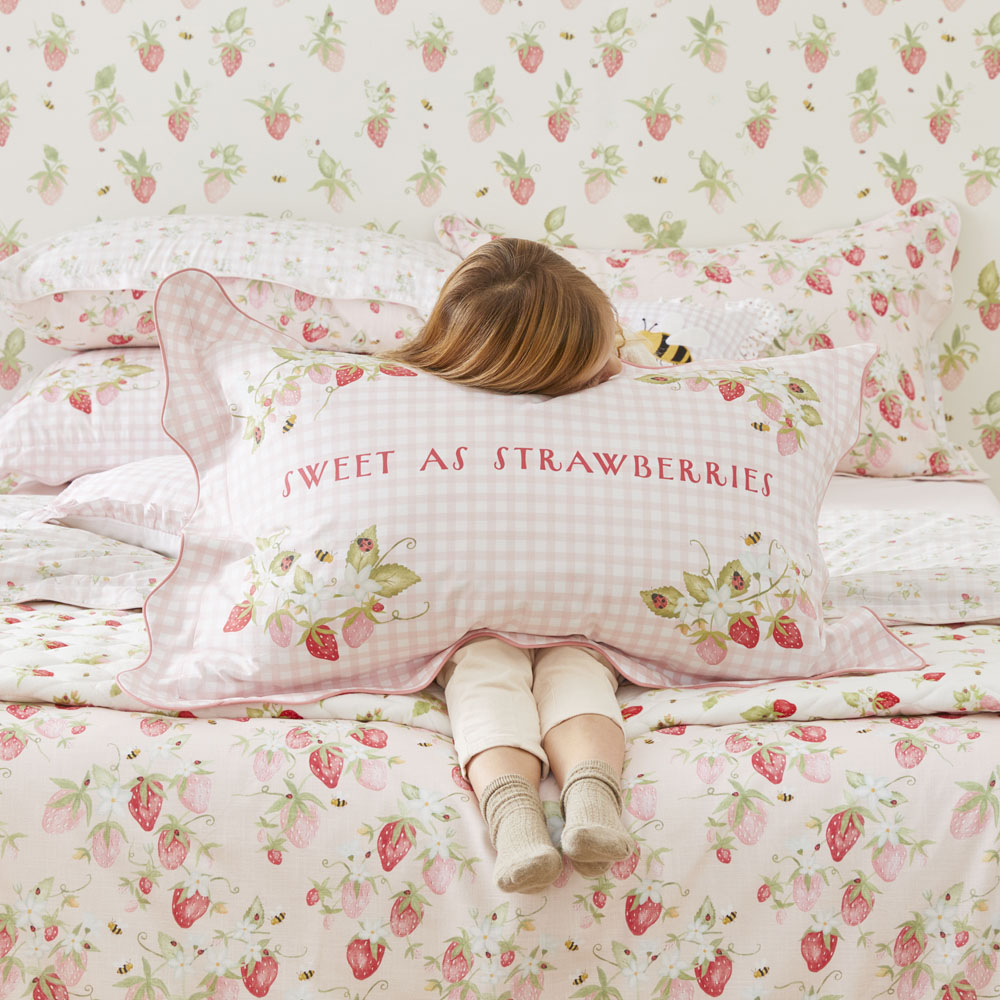 Adairs Kids - Heirloom Sweet As Strawberries Light Pink Pillowcase | Adairs