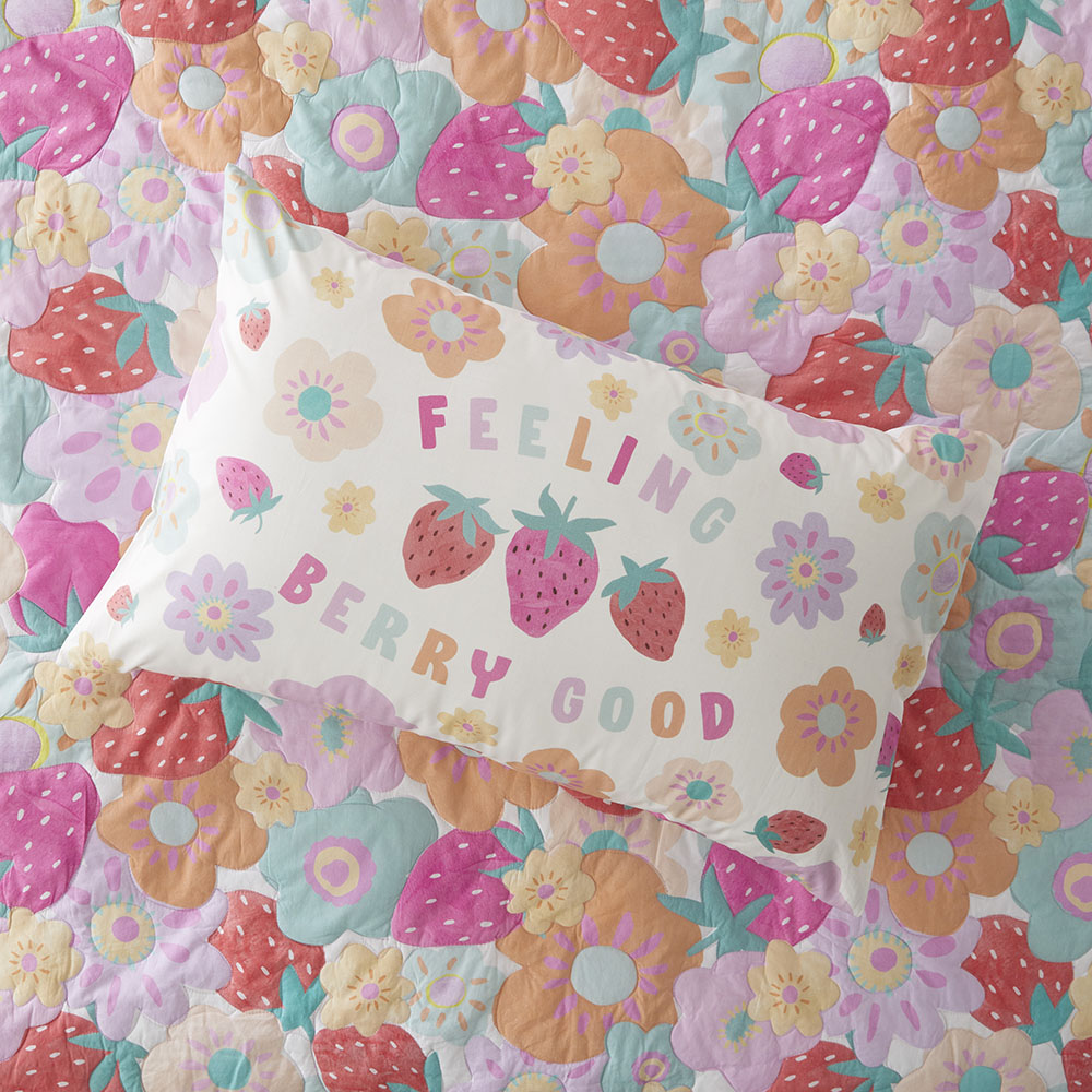 Adairs Kids - Feeling Berry Good Kids Text Pillowcase | Adairs