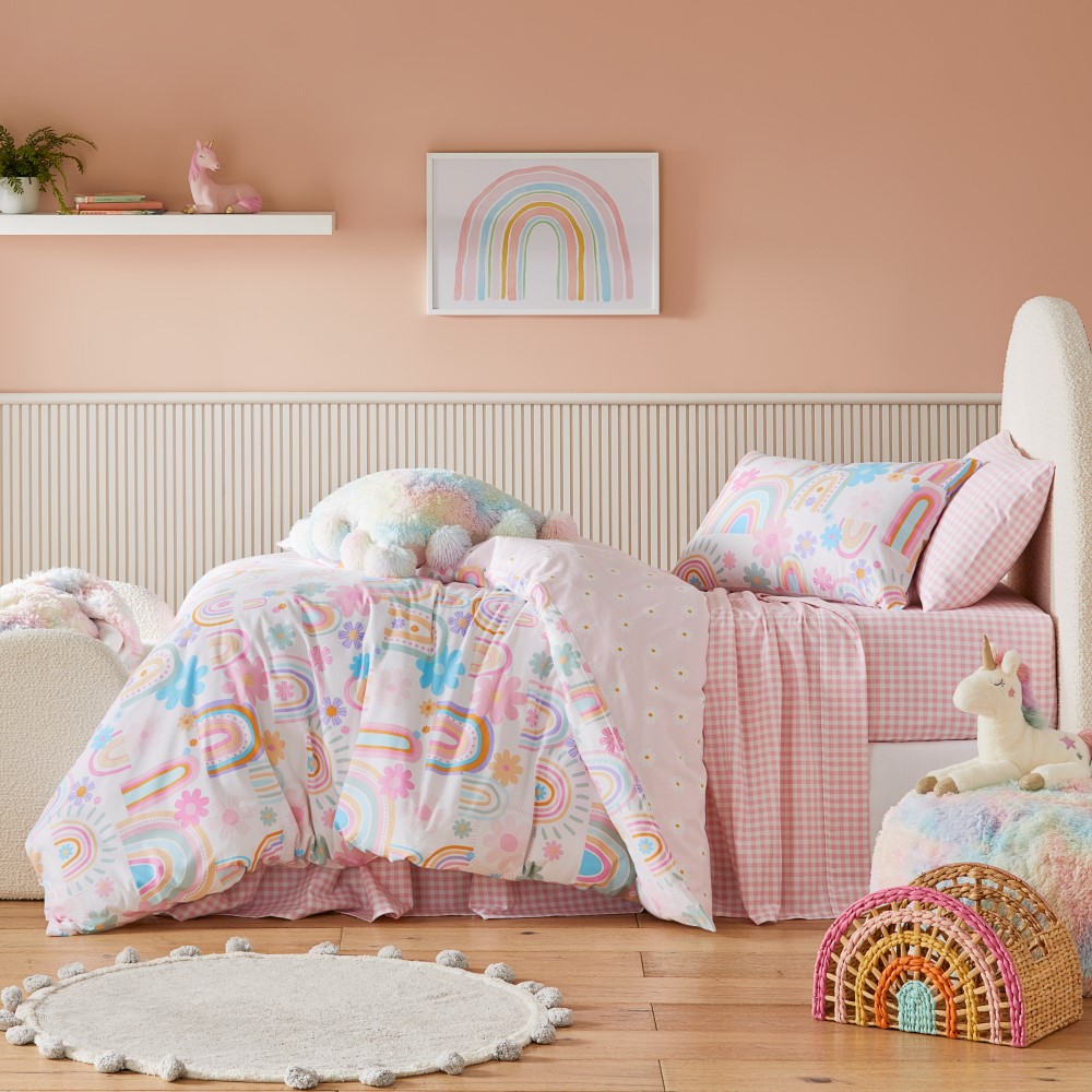Adairs Kids - Sunshine & Rainbows Sherbert Flannelette Quilt Cover Set ...