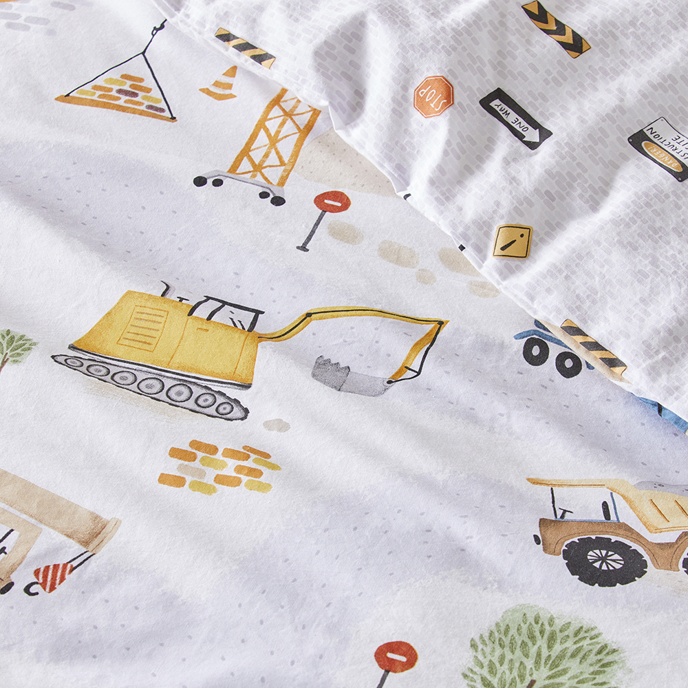 Adairs Kids - Construction Zone White Stonewashed Quilt Cover Set | Adairs