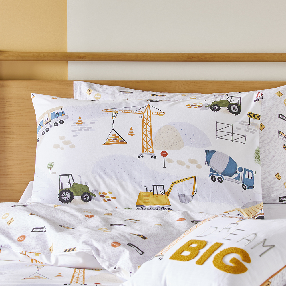 Adairs Kids - Construction Zone White Stonewashed Quilt Cover Set | Adairs