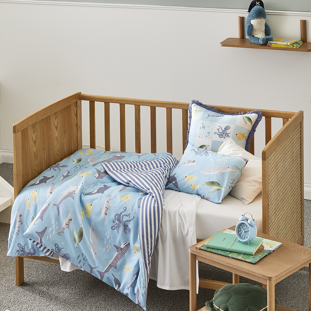 Adairs Kids - Deep Blue Sea Cot Quilt Cover Set | Adairs
