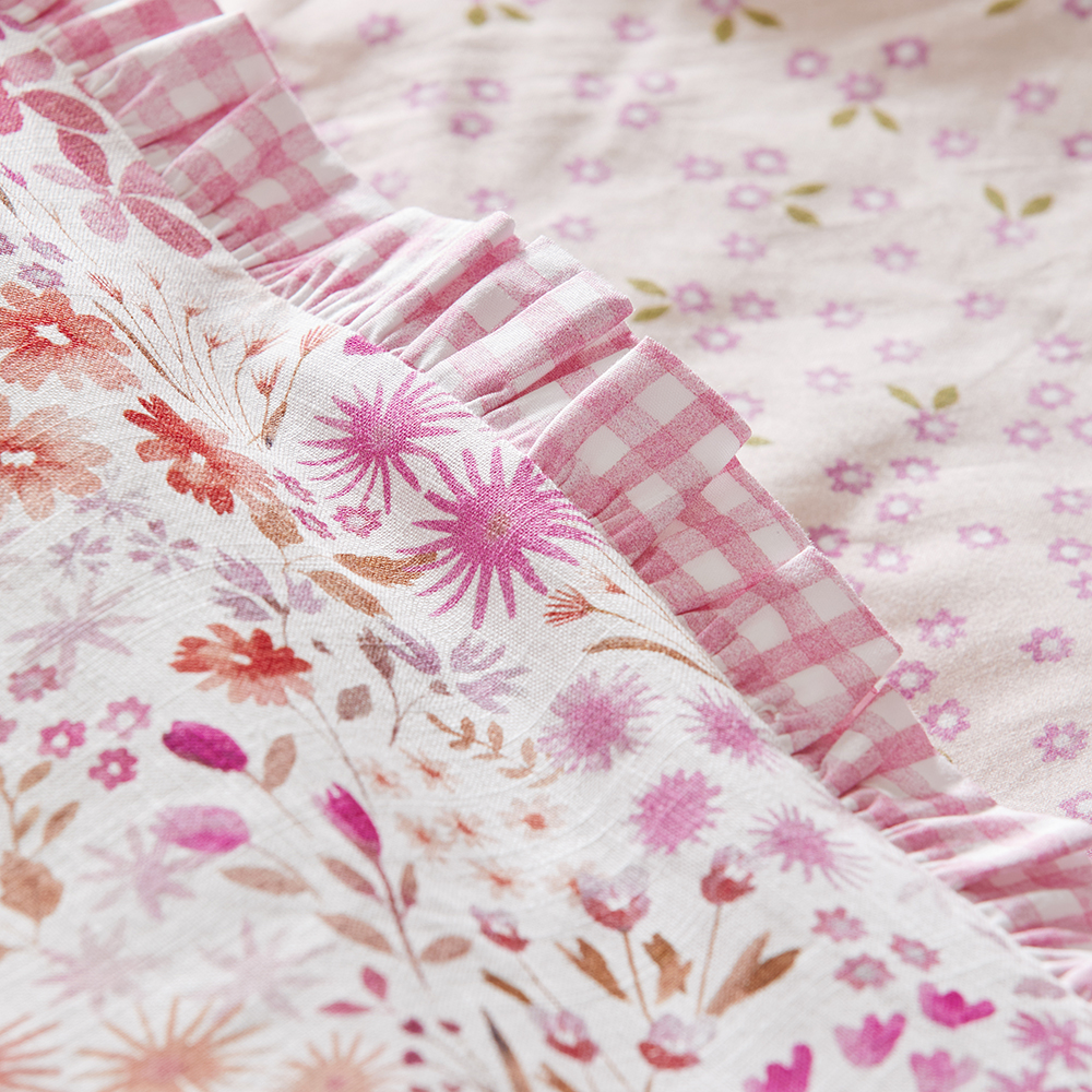 Adairs Kids - Lulu Pink Ruffle Cot Quilt Cover Set | Adairs