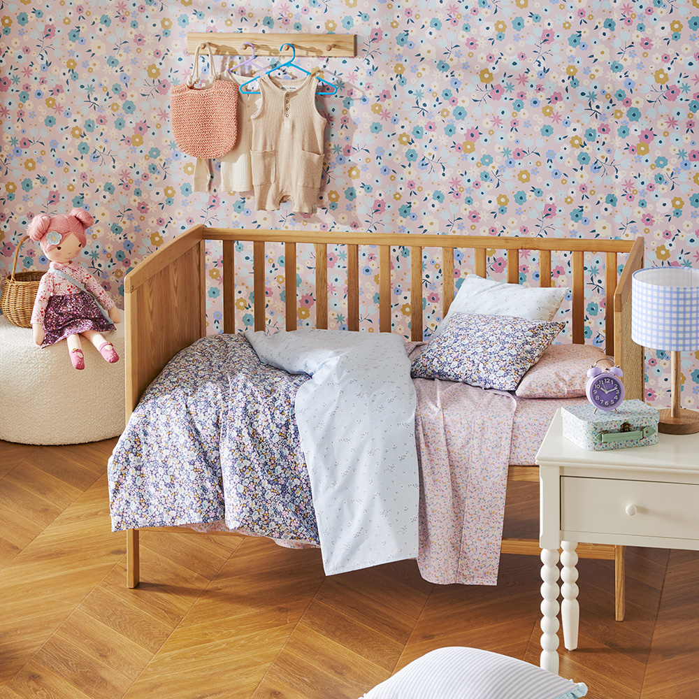 Adairs Kids - Heirloom Betsie Blue Navy Floral Cot Quilt Cover Set | Adairs