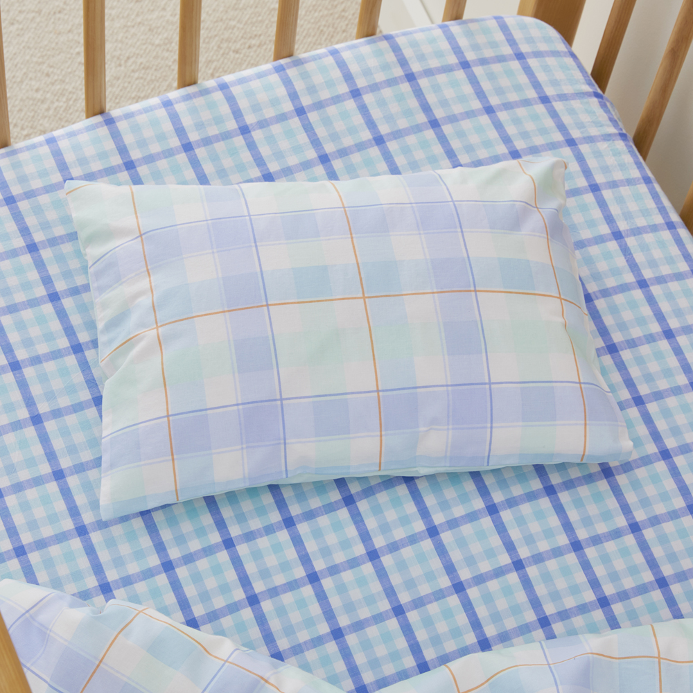 Adairs Kids - Cameron Check Blue Cot Quilt Cover Set | Adairs