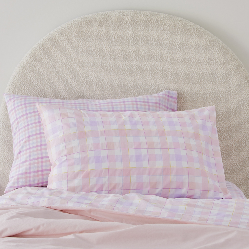 Adairs Kids - Cameron Check Pink Quilt Cover Set | Adairs