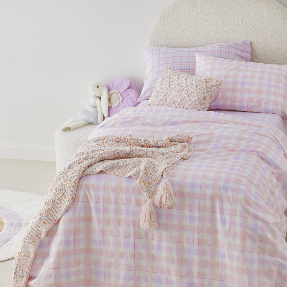 Adairs Kids - Cameron Check Pink Quilt Cover Set | Adairs
