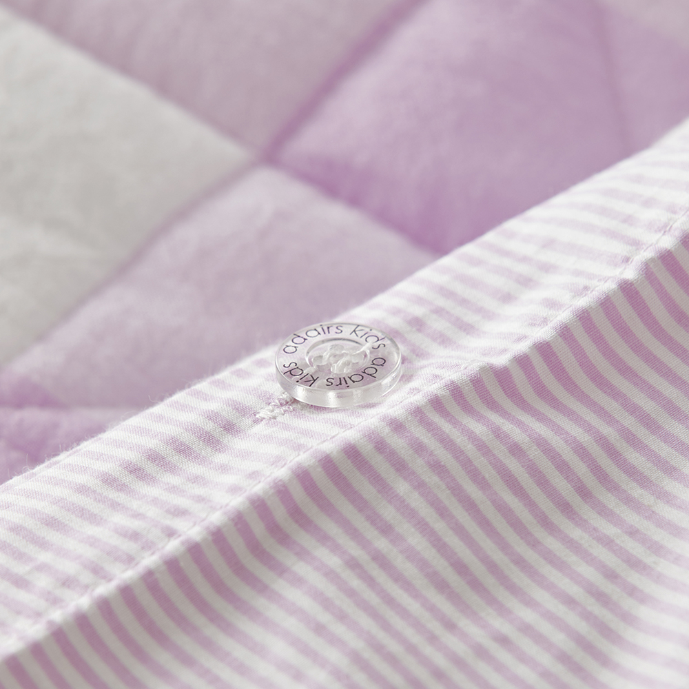 Adairs Kids - Mickey Gingham Lilac Quilted Quilt Cover Set | Adairs