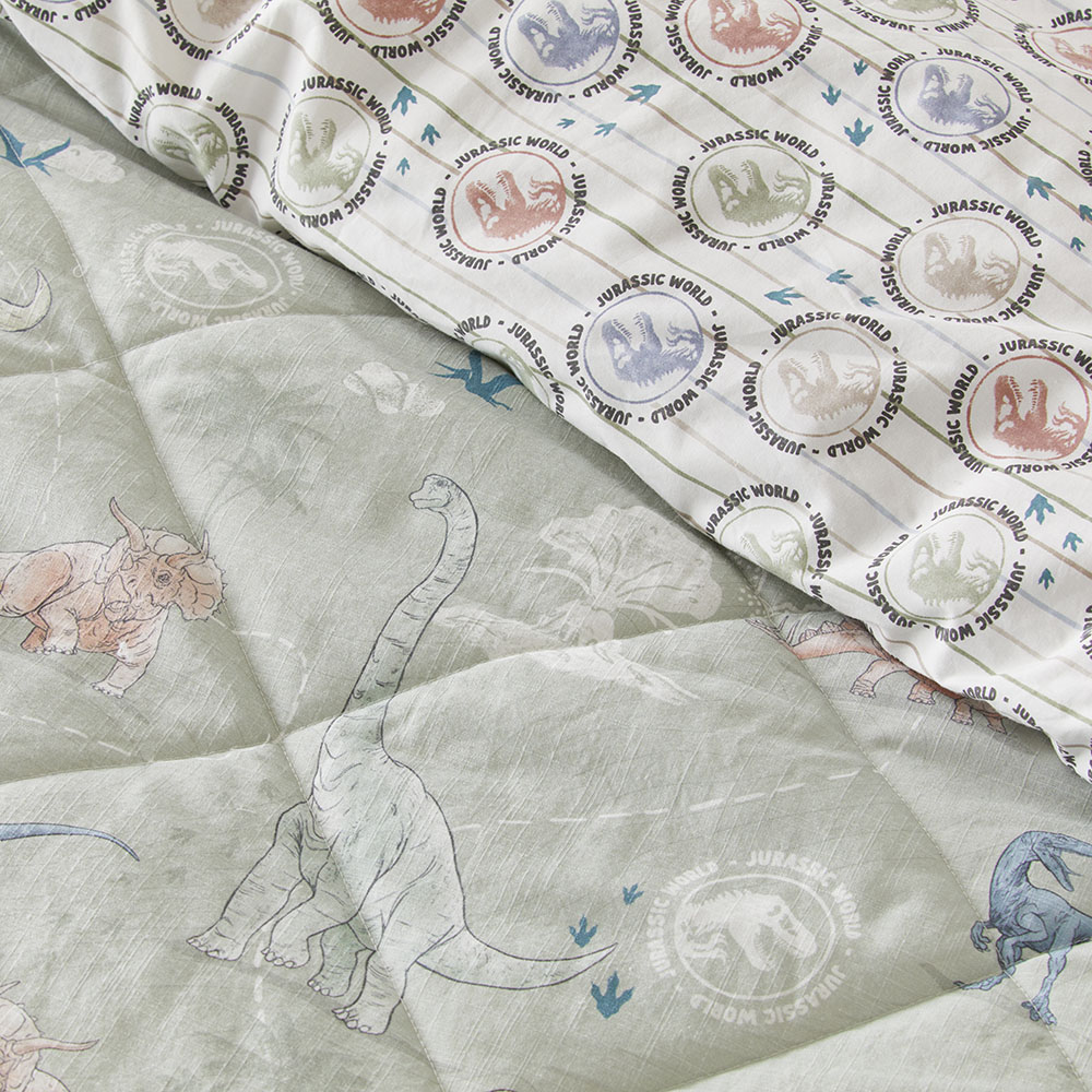 Adairs Kids - Universal Jurassic World Khaki Quilted Quilt Cover Set | Adairs