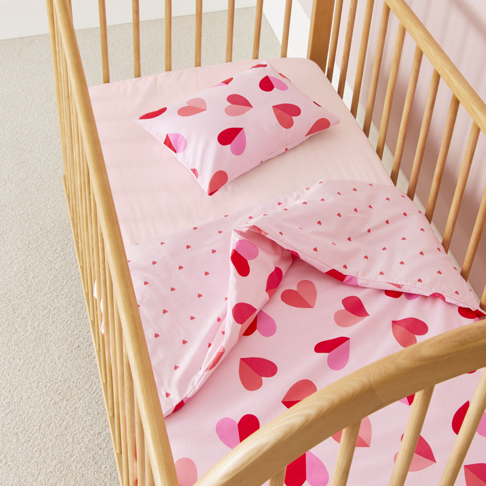 Adairs Kids - Sweet Heart Pink Cot Quilt Cover Set | Adairs