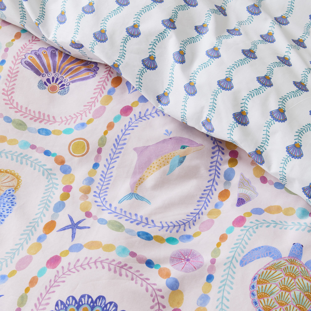 Adairs Kids - Karina Jambrak Mermaids Treasure Sandy Pink Quilt Cover ...