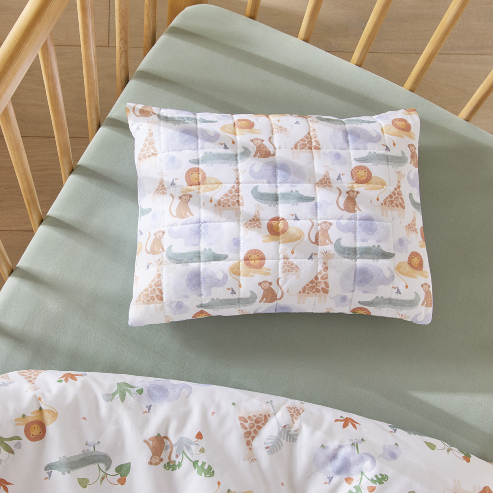 Adairs Baby - Jungle Juniors White Quilted Cot Quilt Cover Set | Adairs