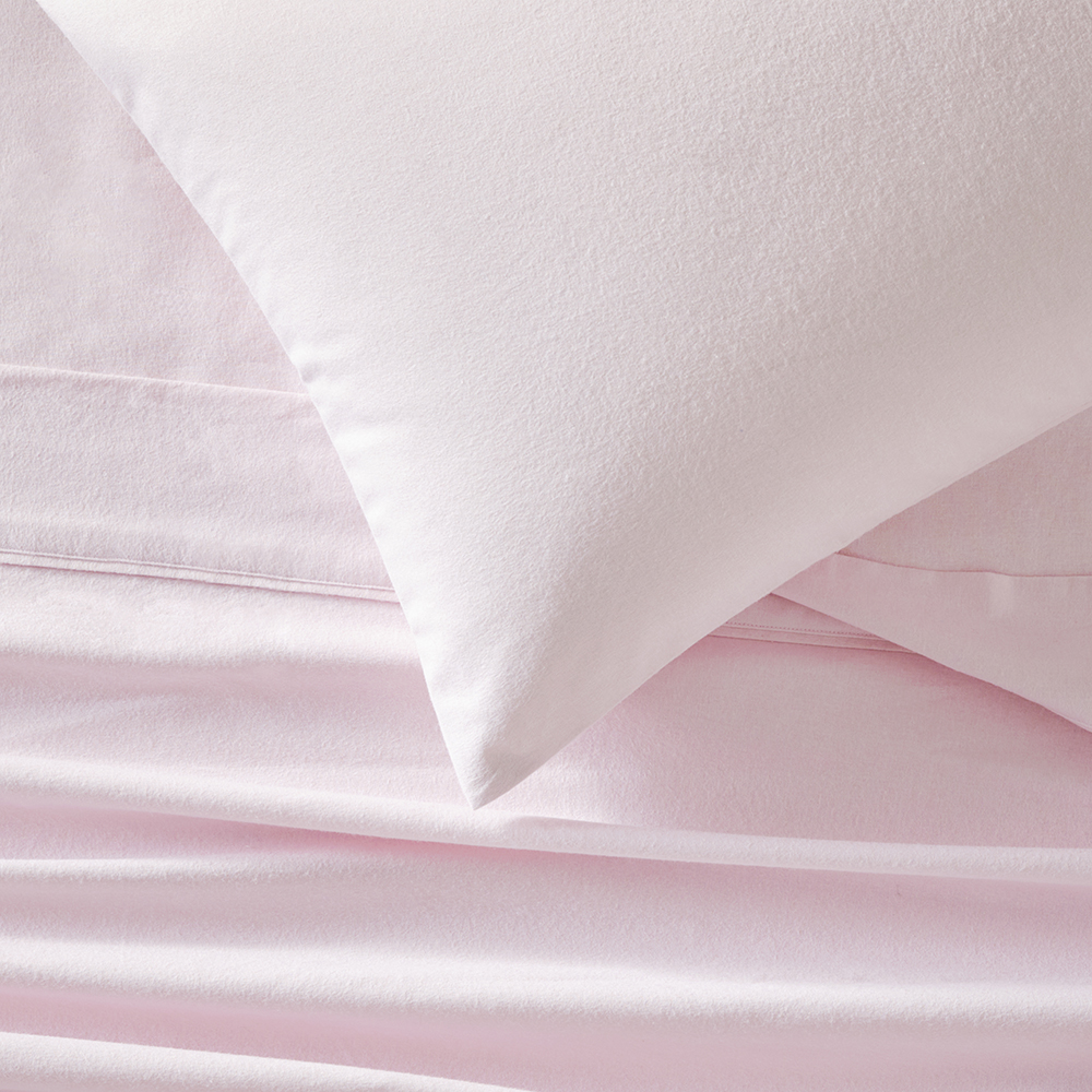 Adairs Kids - Plain Dye Pastel Pink Flannelette Sheet Set | Adairs