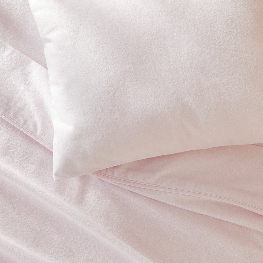 Adairs Kids - Plain Dye Pastel Pink Flannelette Cot Sheet Set | Adairs