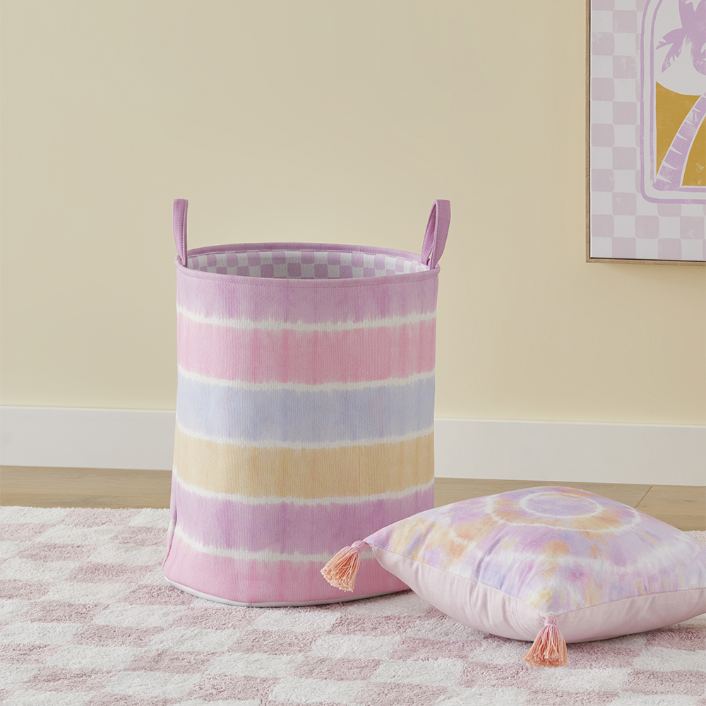 Adairs Kids - Designer Pink Tie Dye Printed Basket | Adairs
