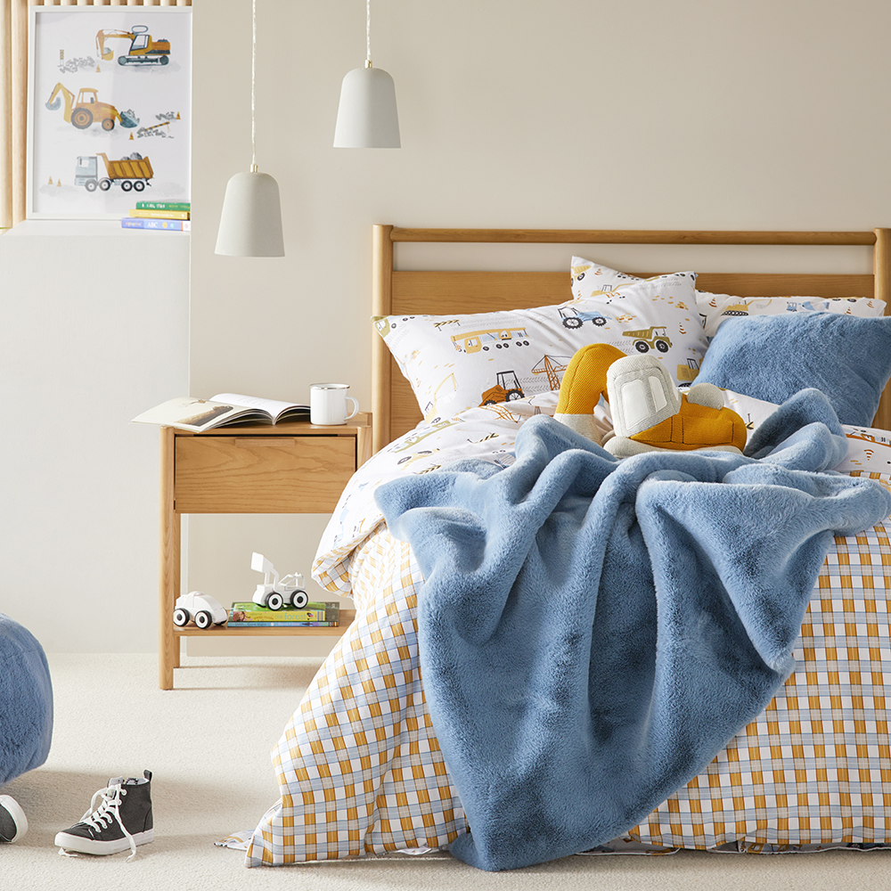 Adairs Kids - Faux Blue Slate Rabbit Fur Throw | Adairs