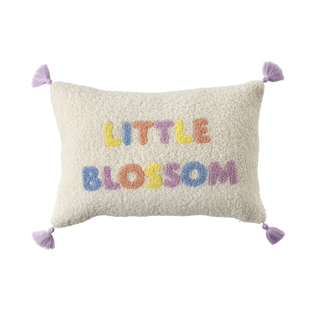 Adairs Kids - Little Blossom Cream Boucle Text Cushion | Adairs