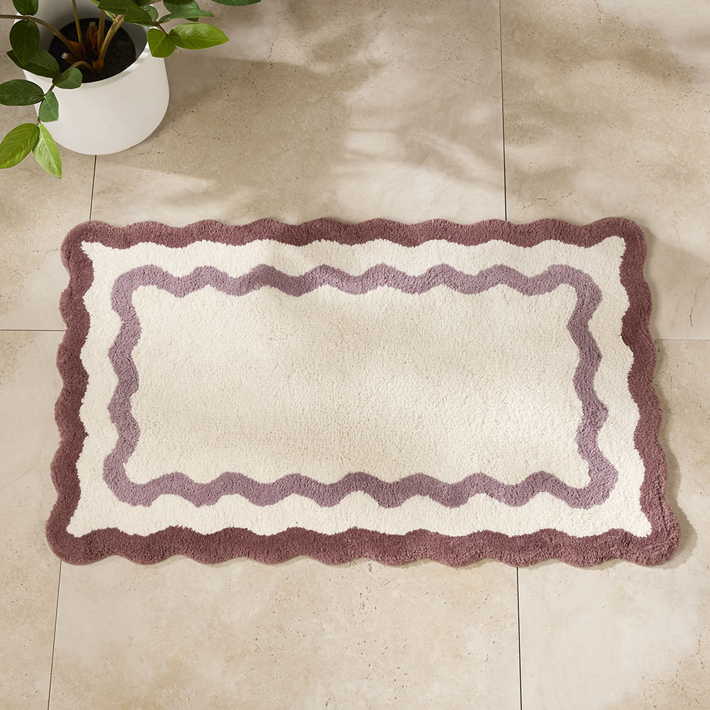 Natural & Green Scallop Bath Mat | Adairs