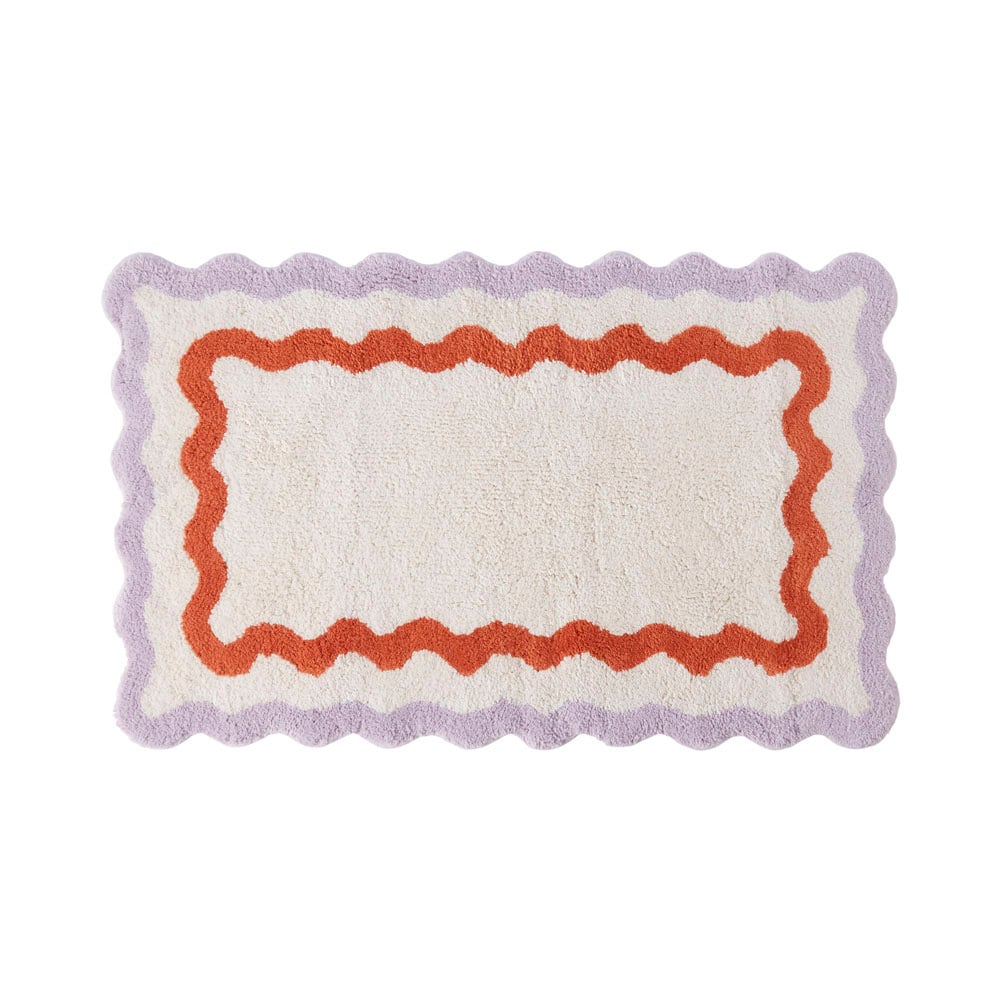 Natural & Lilac Scallop Bath Mat | Adairs