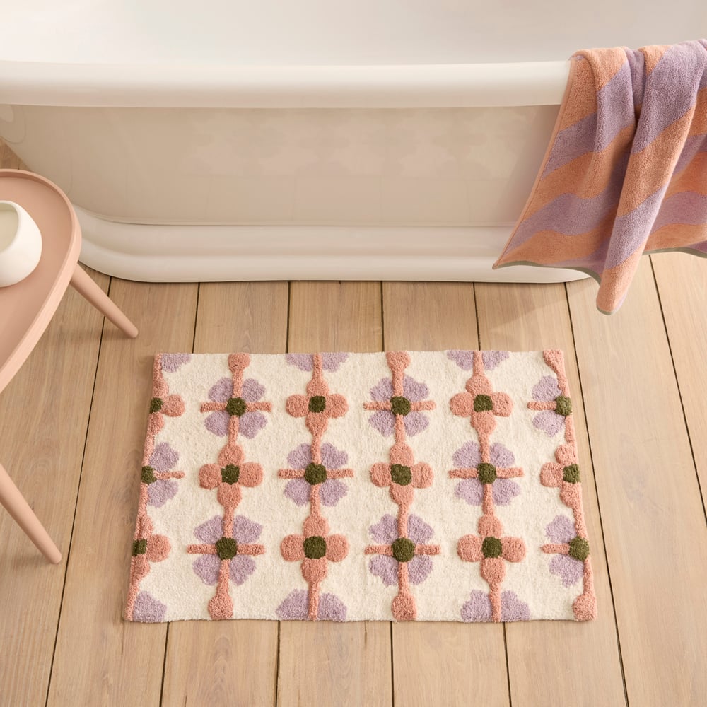 Cottage Natural & Lilac Bath Mat | Adairs
