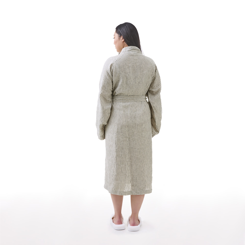 Vintage Washed Linen Linen & Cypress Stripe Robe | Adairs