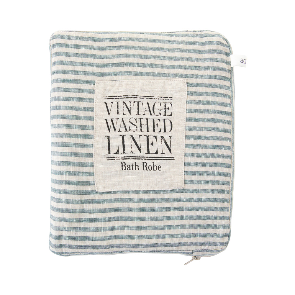 Vintage Washed Linen Linen & Cypress Stripe Robe | Adairs