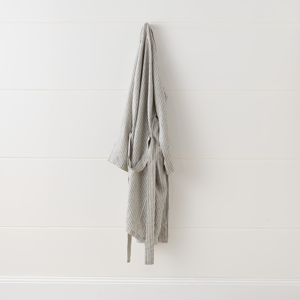 Vintage Washed Linen Linen & Cypress Stripe Robe | Adairs