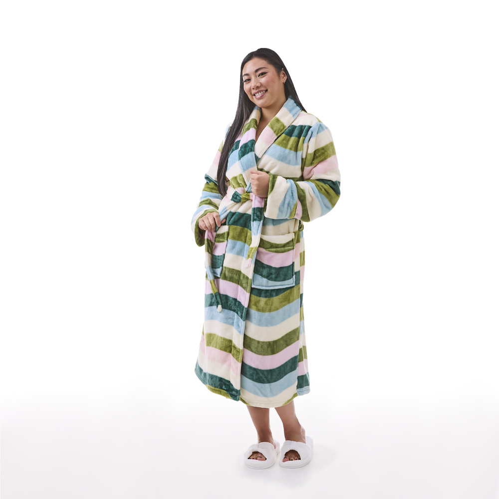 Printed Ultra Soft Multi Wavy Stripe Robe | Adairs